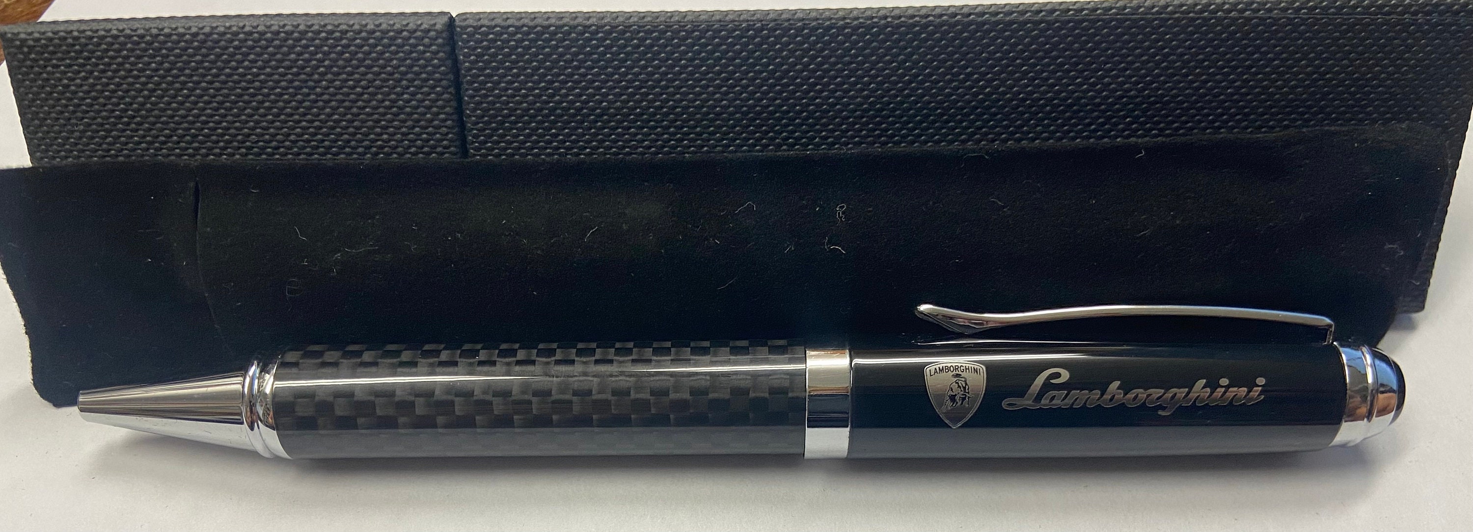 Lamborghini Logo Carbon Fiber Writing Pen W/ Gift Box - Automotive ...