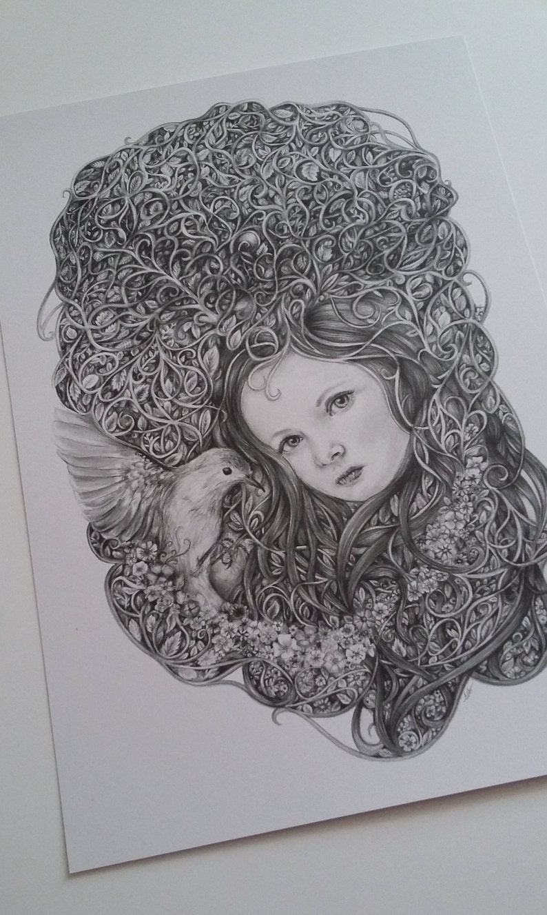 Bird Girl Art Print - Etsy