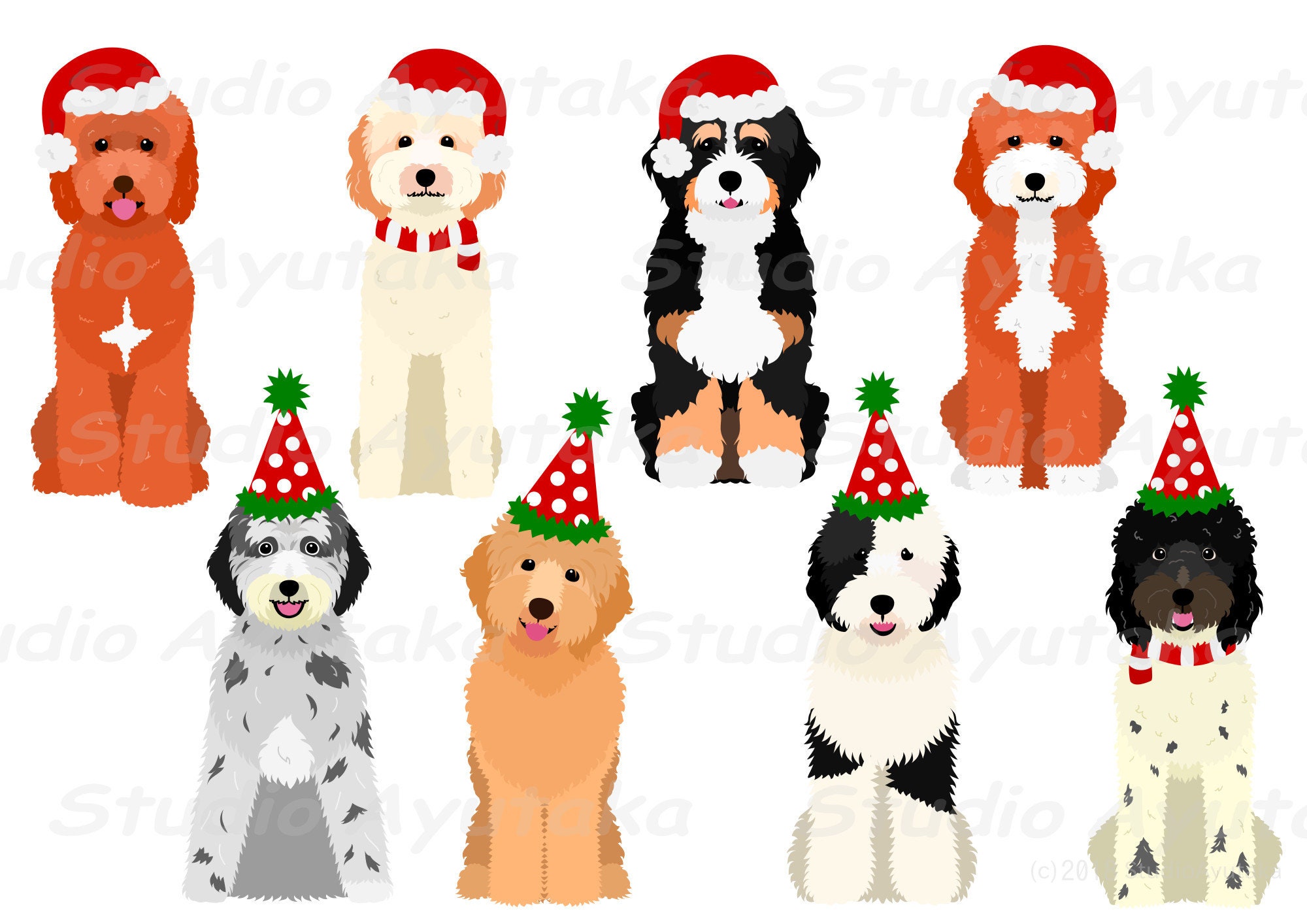 Christmas Doodle Dogs Bundle Ai Pdf Png - Etsy