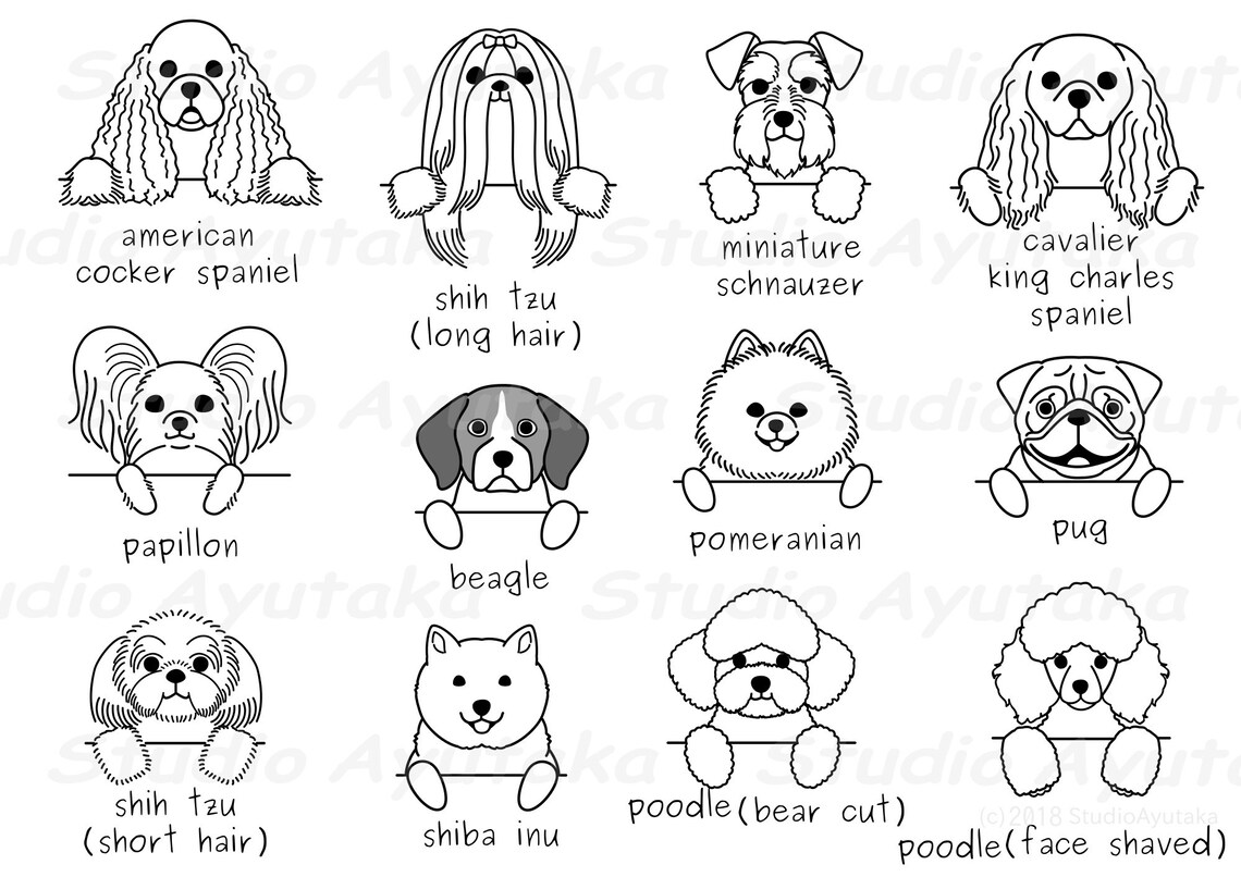 12 Dog Peeking Line Art Bundle1 Svg Ai Pdf Png - Etsy