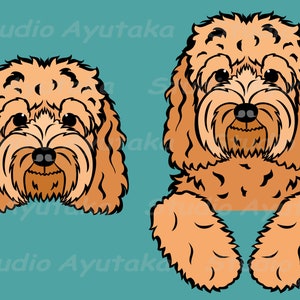 Apricot Doodle Dog Peeking and Head Line Art Bundle, Svg, Png, Ai, Pdf ...