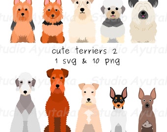 10 Cute Terriers Sitting Set Svg Png | Etsy