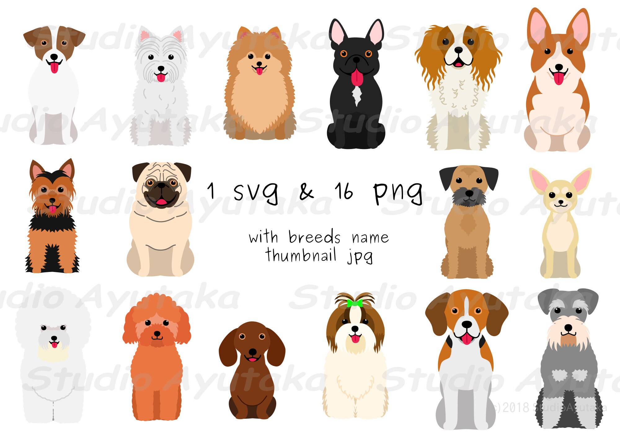16 small dogs sitting bundle svgpng | Etsy