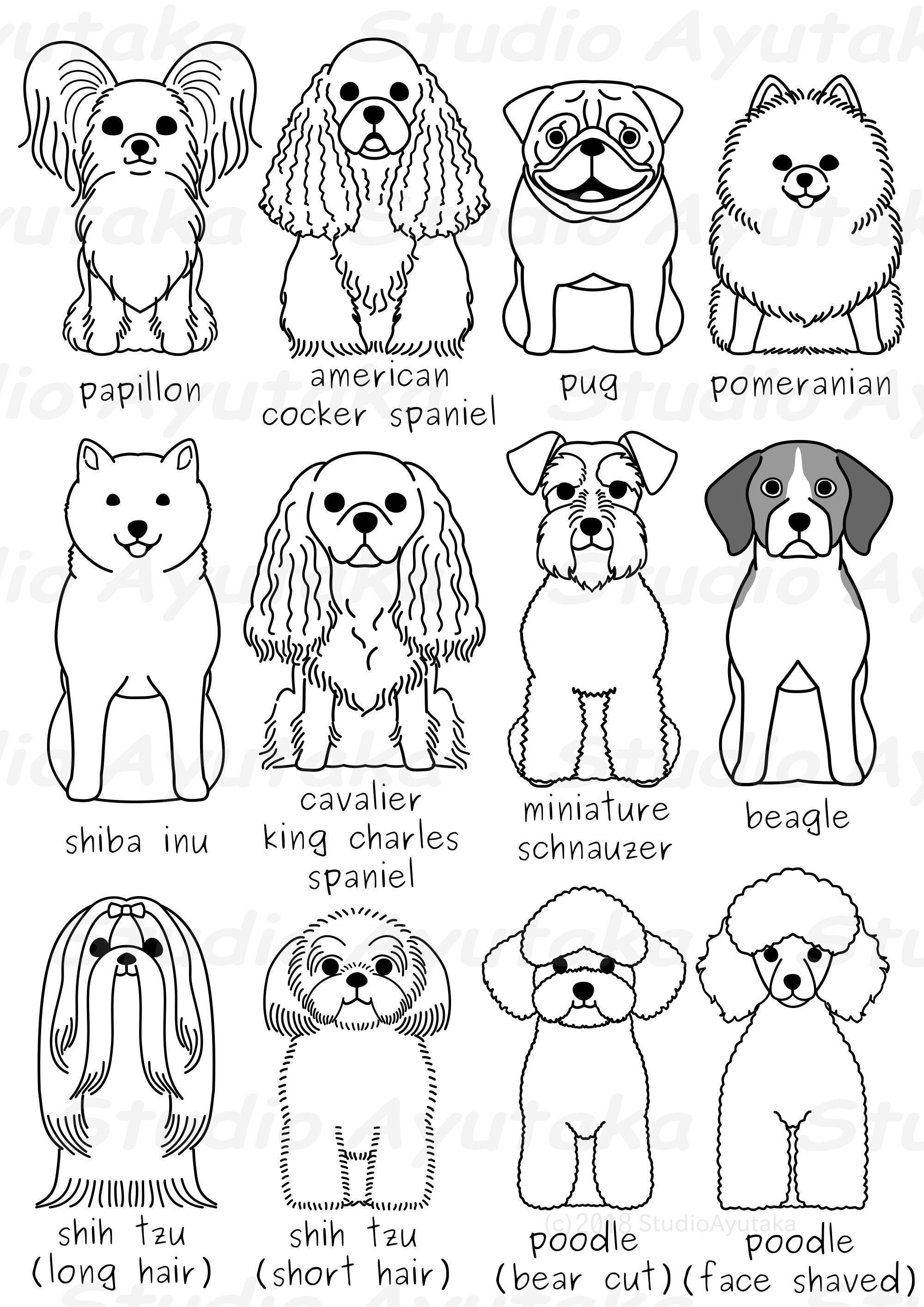 12 Dogs Line Art Bundle(1), Svg, Png, Handmade, Illustration, Digital ...