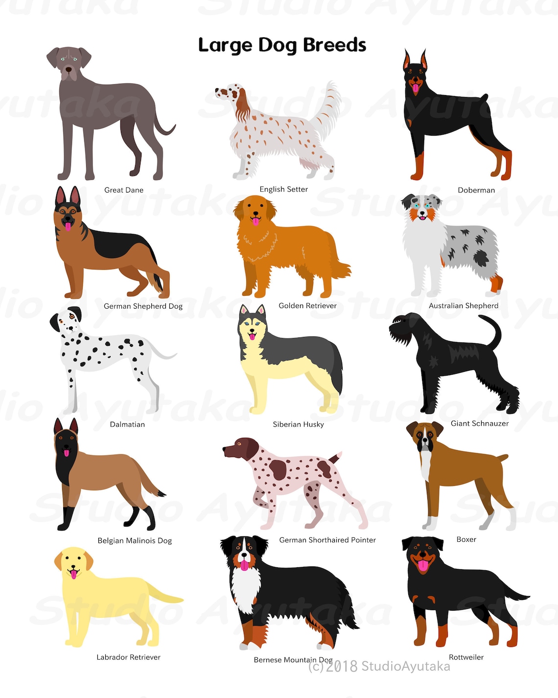 Large Dogs Breeds , Svg, Png, Jpg, 16*20'' - Etsy