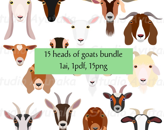 15 Goats Heads Bundle Ai Pdf Png - Etsy