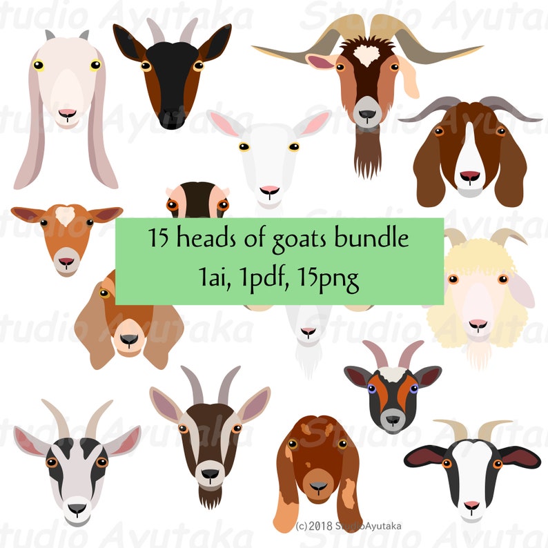 15 Goats Heads Bundle, Ai, Pdf, Png - Etsy