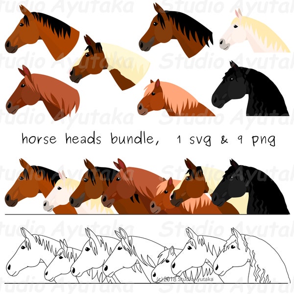 Three Horse Heads Svg - Etsy