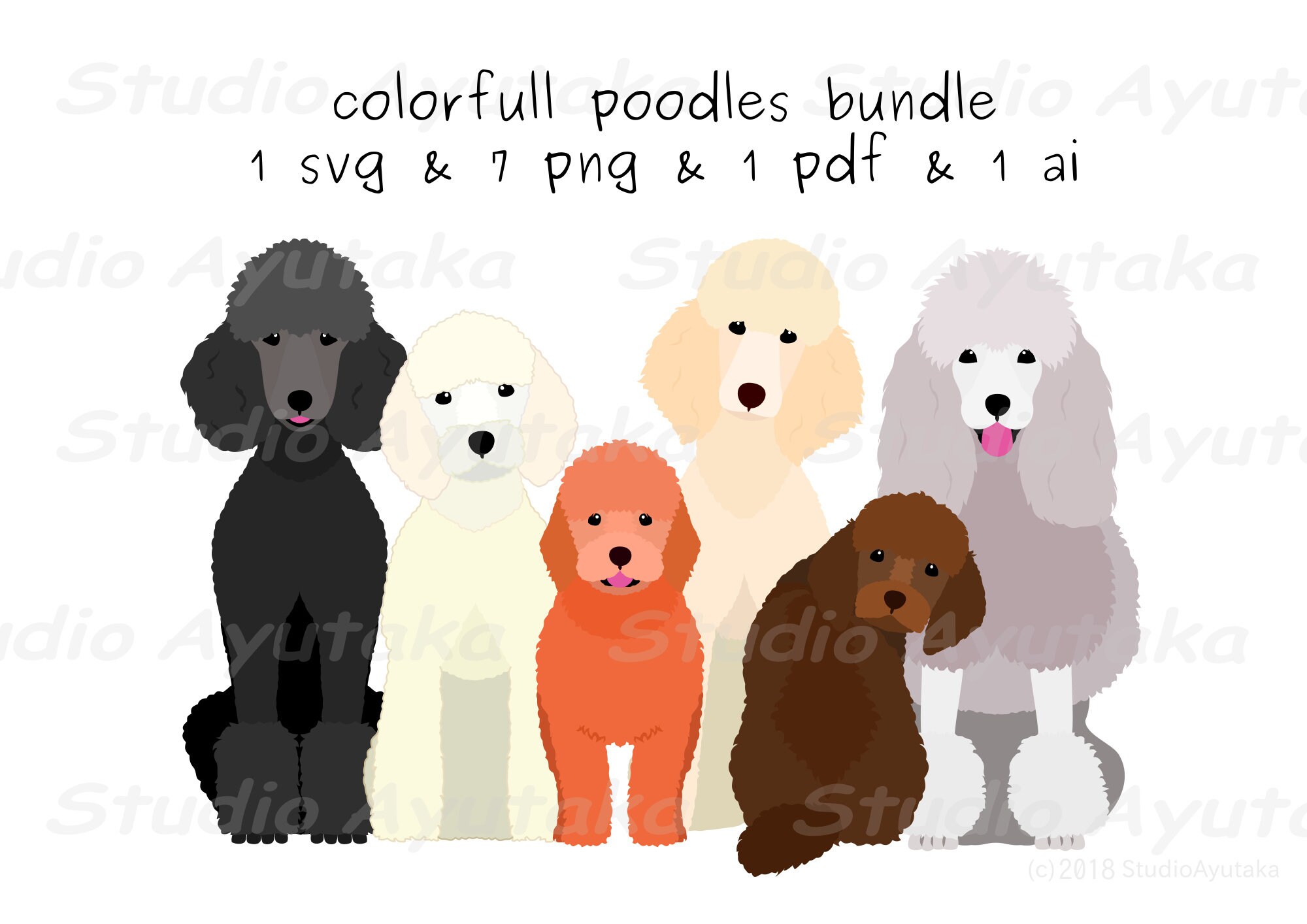 Colorful Poodles Bundle Svg Png Pdf Ai - Etsy