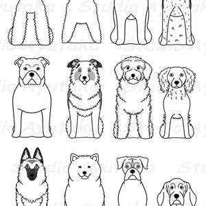 12 Dogs Line Art Bundle(5), Svg, Png, Illustration, Digital Drawing ...