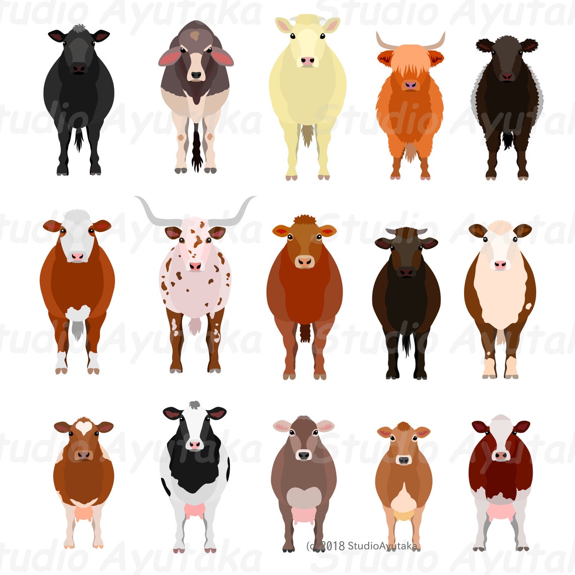 15 Breeds of Cows Bundle Svg Pdf Ai Png - Etsy Canada