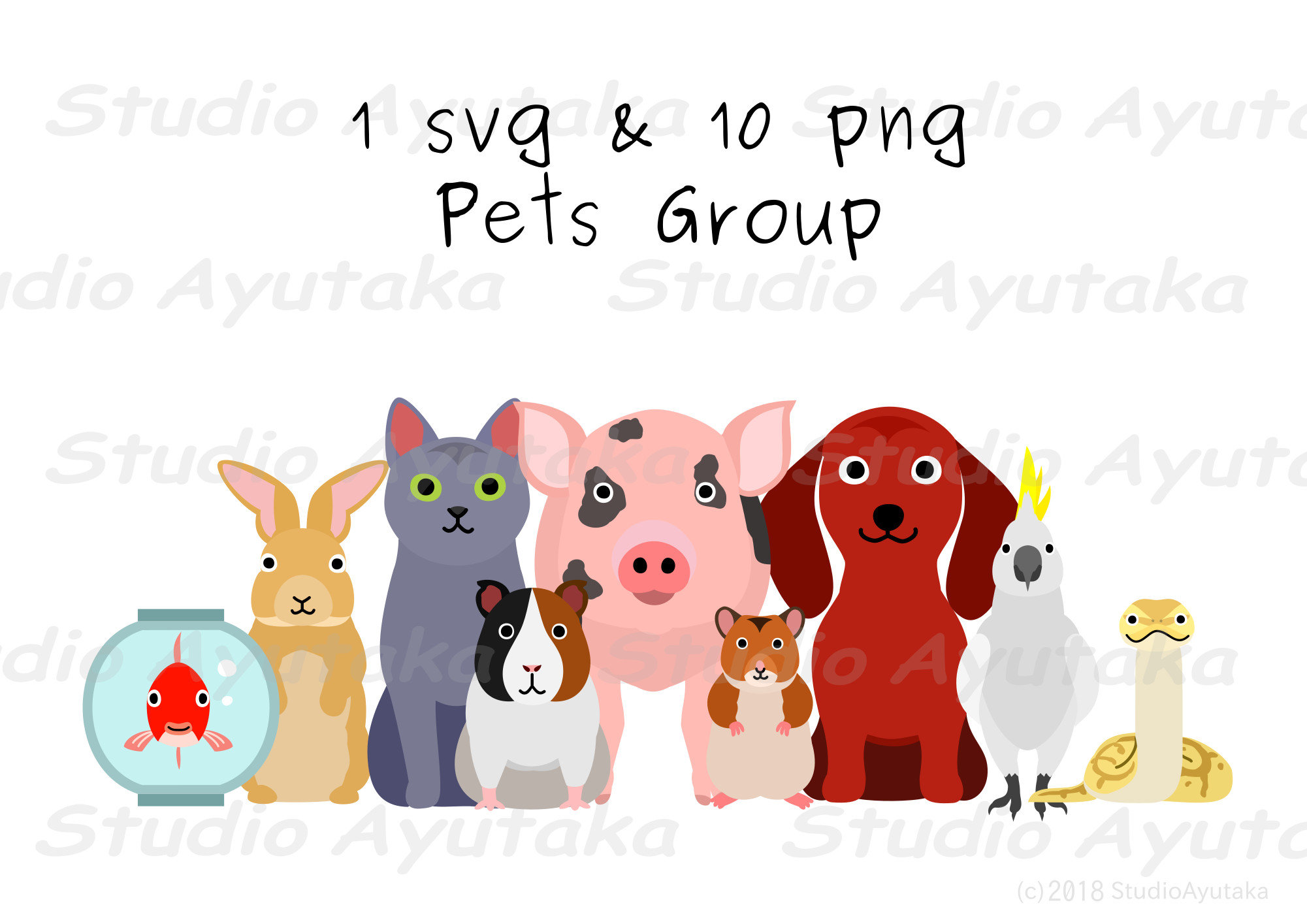 Group Of Pet Animals Clipart