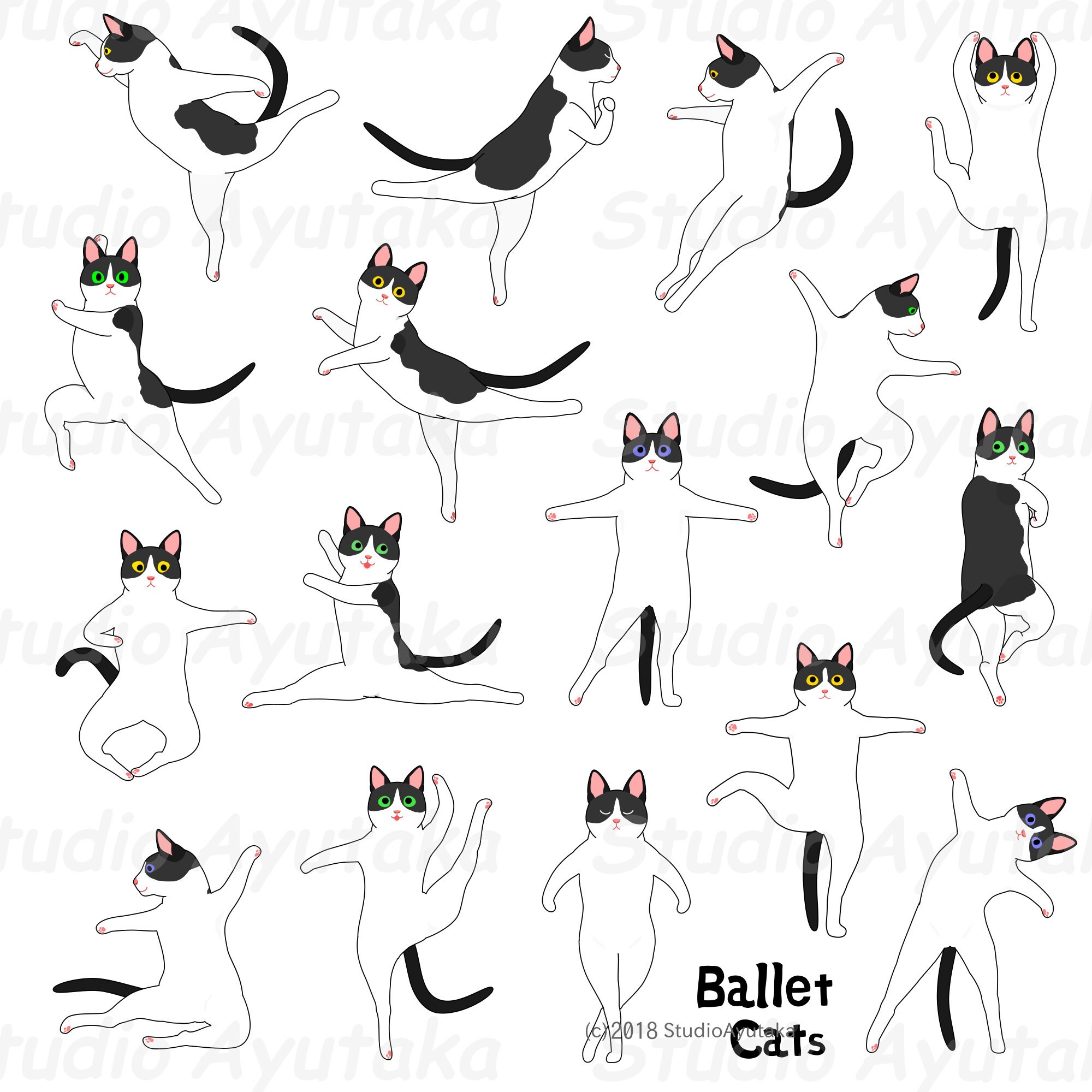 Ballet Cats 16 Poses Bundle Svgpng - Etsy