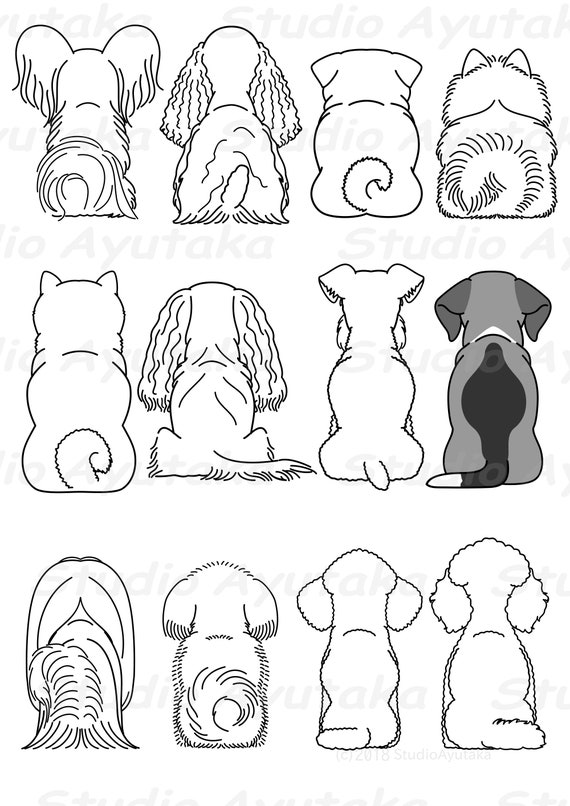 Dogs Sitting Back View