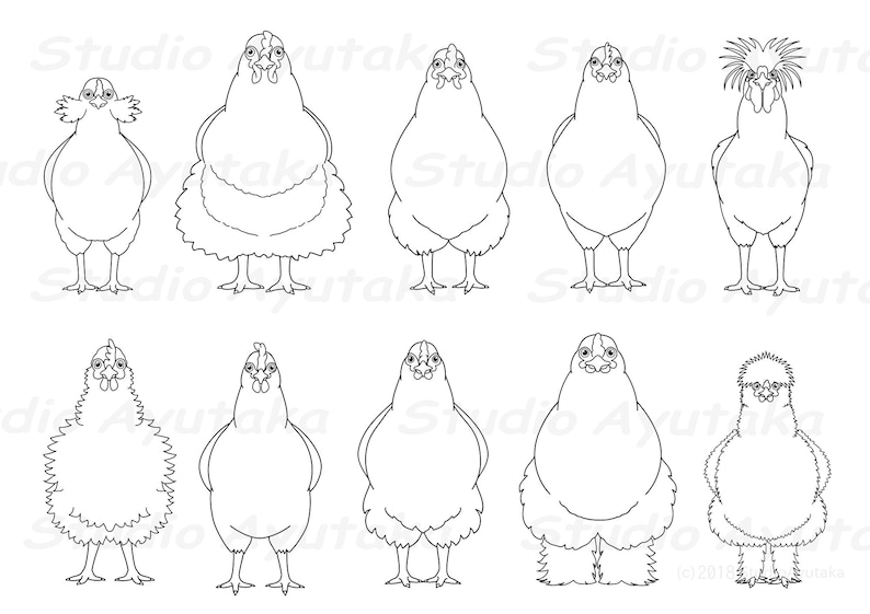 Chickens Line Art Bundle Svg Pdf Ai Png - Etsy