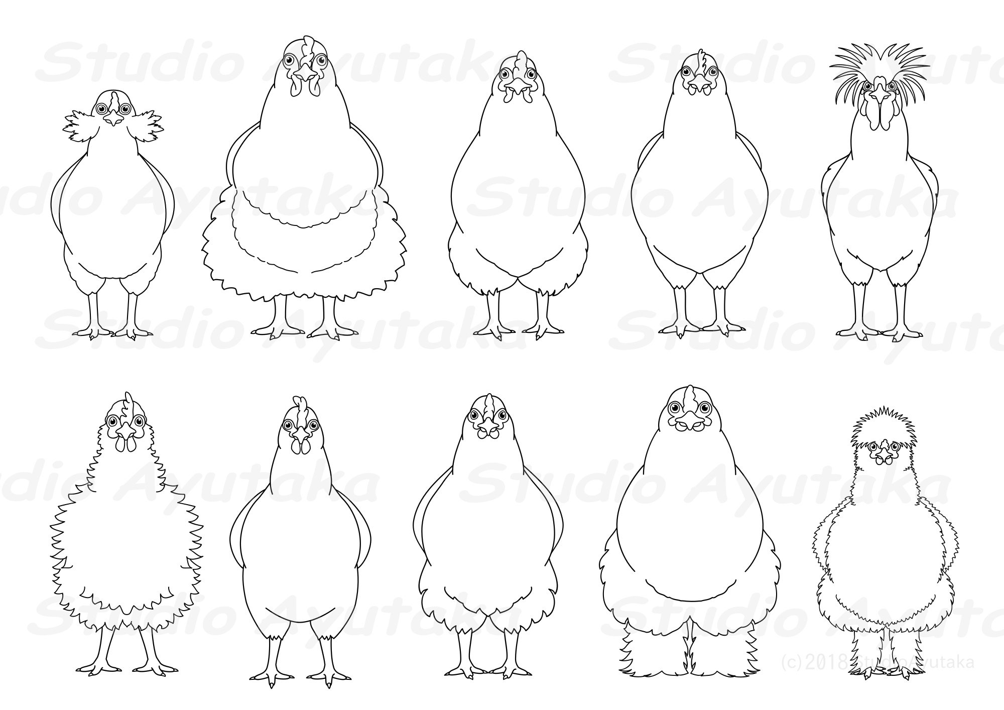 Chickens Line Art Bundle, Svg, Pdf, Ai, Png - Etsy