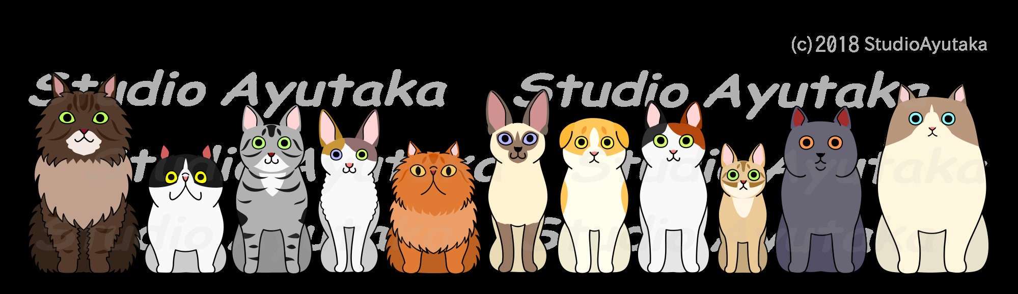 Cats Full Border Set 1 Line Art & Color Svg Png | Etsy