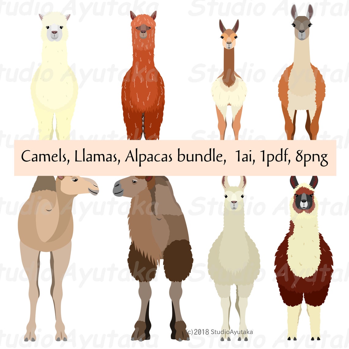 Camels, Llamas, Alpacas Bundle, Png, Ai, Pdf - Etsy
