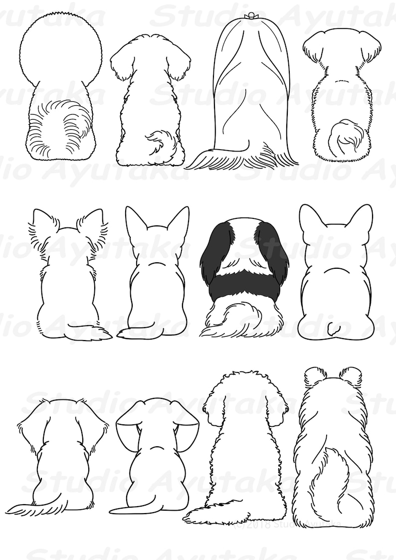 12 Dogs Back Line Art Bundle3 Svg Png | Etsy