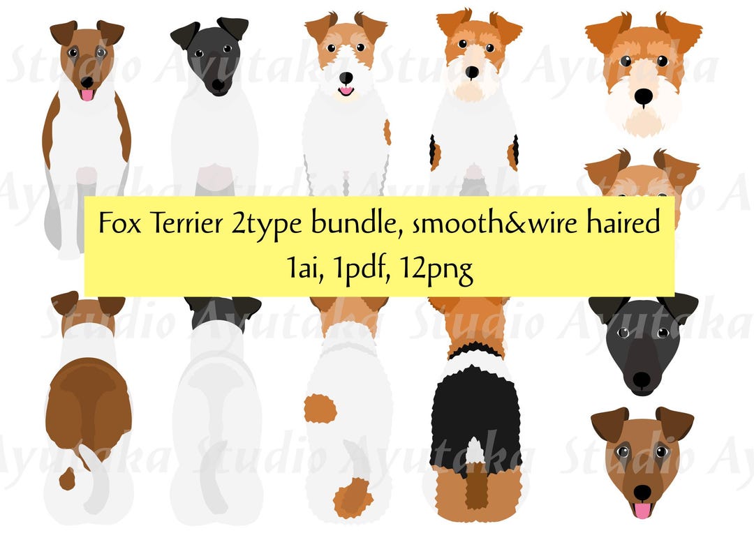 Fox Terrier Set / 2 Types of Fox Terrier Bundle, AI, PDF, PNG ...