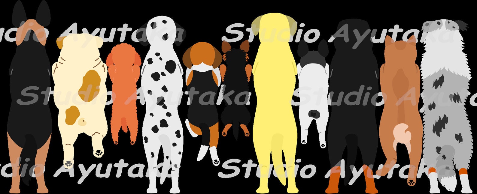 Dogs Standing in a Row Front and Back Svg Png - Etsy