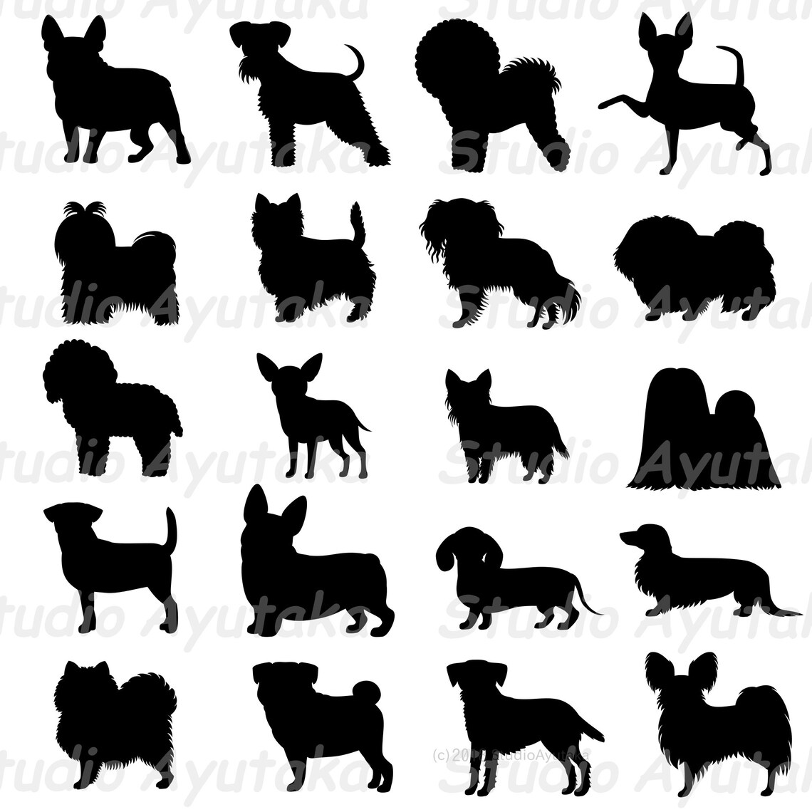 20 Small Dog Breeds Silhoette Bundle Svg Png | Etsy