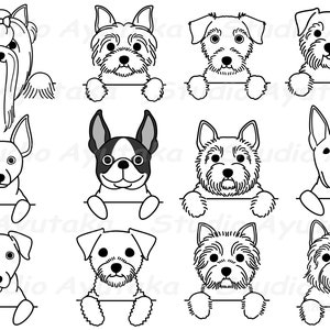 12 Dog Peeking Line Art Bundle(2), Svg, Ai, Pdf, Png - Etsy