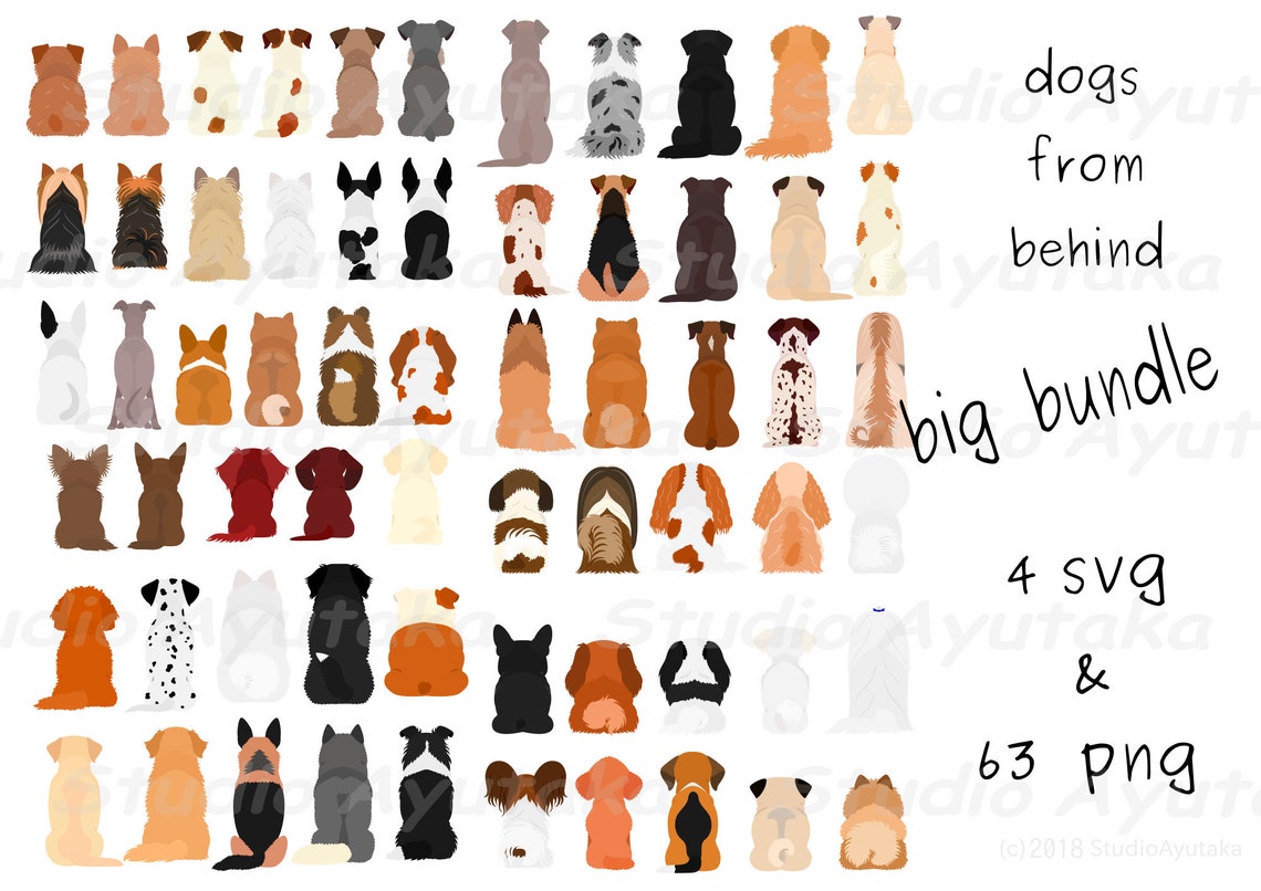 63 Dogs From Behind Big Bundle, Svg, Png - Etsy