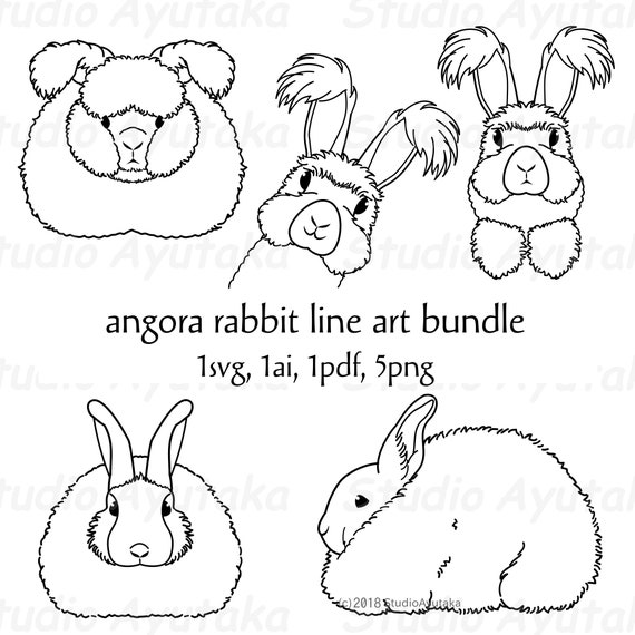Angora Rabbit Line Art Bundle Svg Ai Pdf Png Etsy