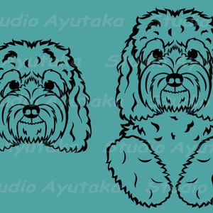 Apricot Doodle Dog Peeking and Head Line Art Bundle, Svg, Png, Ai, Pdf ...