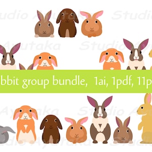 Rabbits Group Bundle, Ai, Pdf, Png - Etsy
