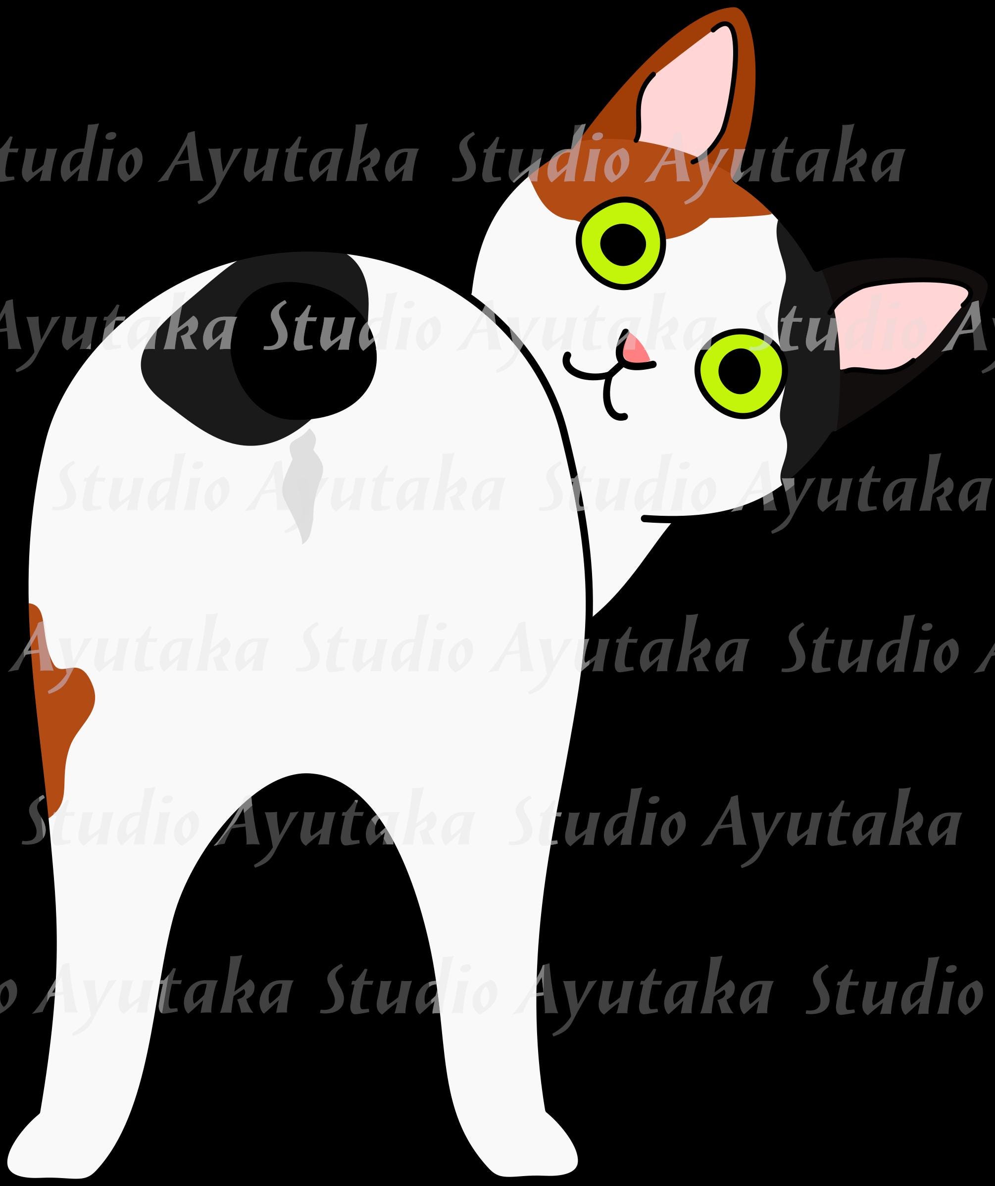 11 Funny Cartoon Cats Looking Back Set, Svg, Png, Hand-drawn Digital ...