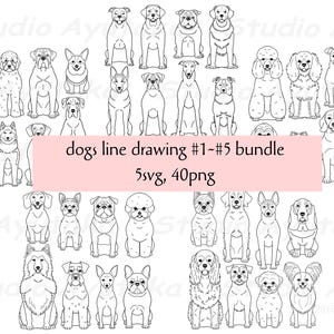 Dog Line Drawing Big Bundle, 5svg, 40png - Etsy