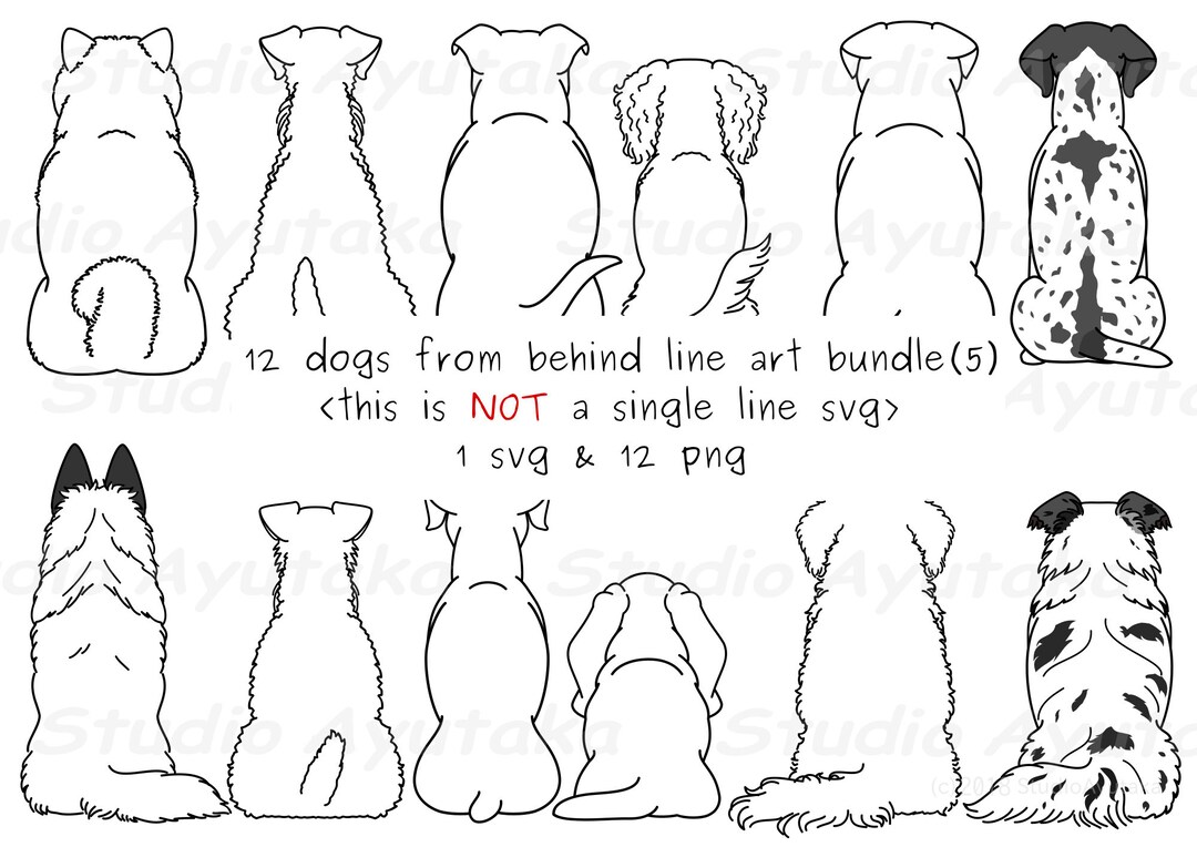 Set of 12 Hand-drawn Dog Backs Line Art – Svg, Png,illustration ...