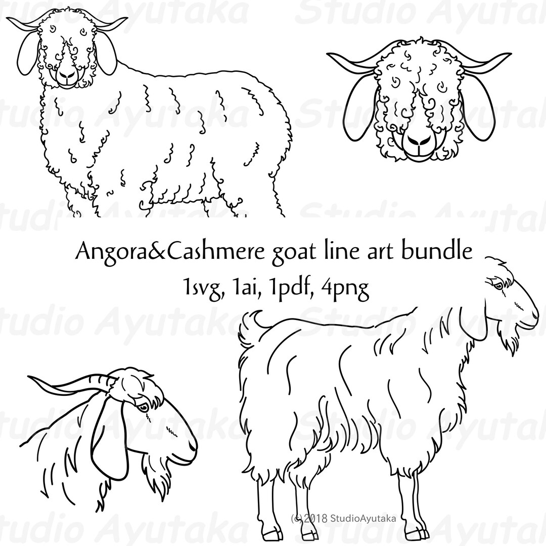 Fiber Breed Goats Line Art Design, Svg, Ai, Pdf, Png - Etsy