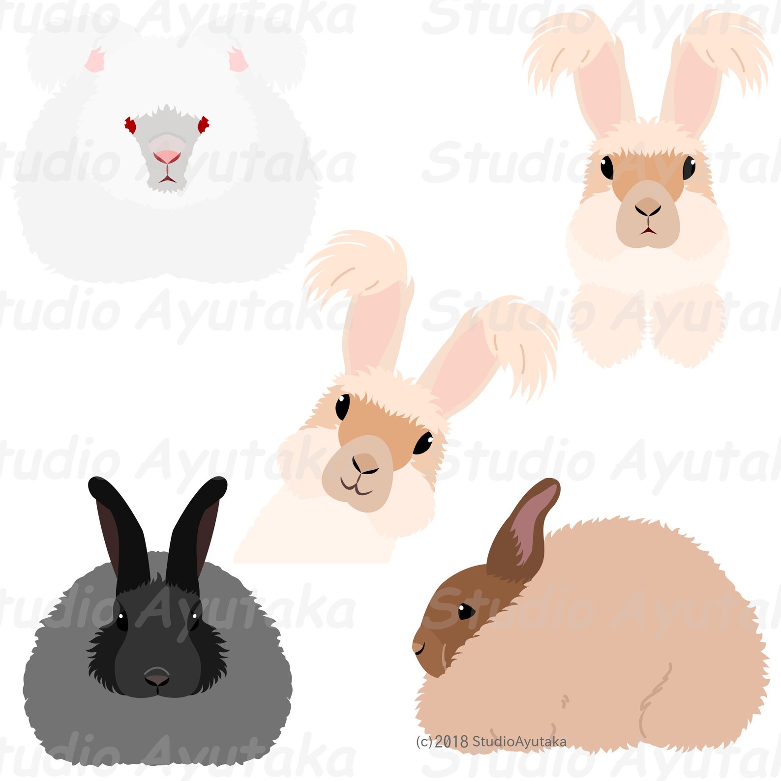 Angora Rabbit Bundle, Ai, Pdf, Png - Etsy
