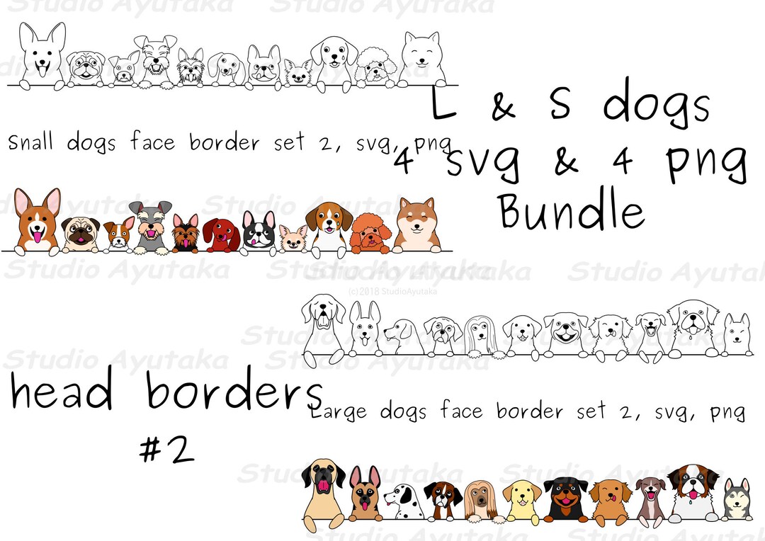 L&S Dogs Head Border #2 Bundle , Svg, Png - Etsy
