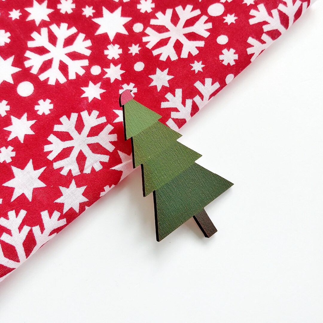 Santa Hat Christmas Tree Wooden Brooch Christmas Brooch - Etsy