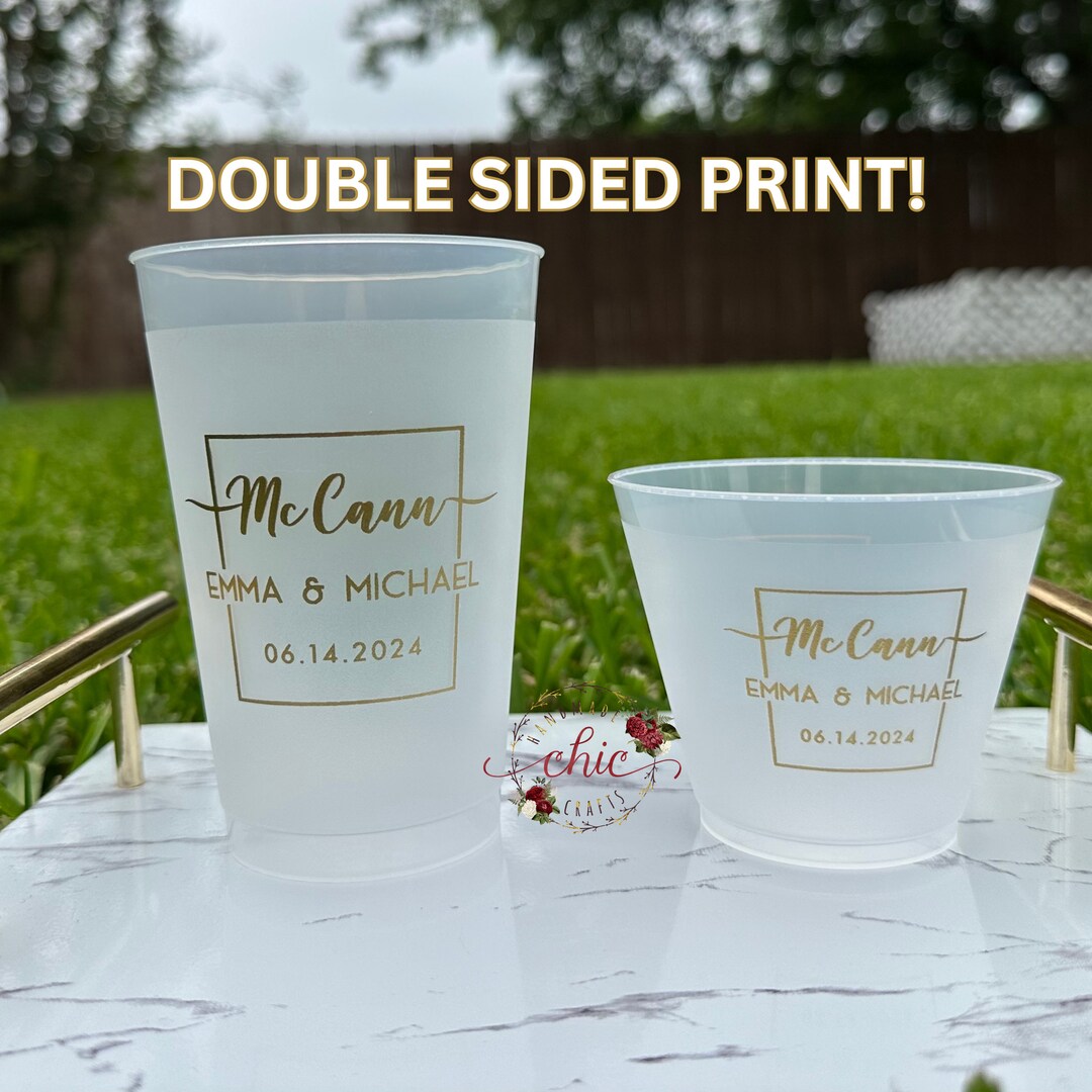 Personalized Frosted Cups, Custom Wedding Party Cups, Shatterproof Cups ...