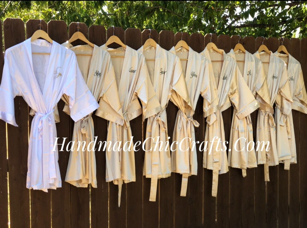 Bridesmaids Robes / Gold Satin Bridal Silky Robe /wedding Bridesmaid ...