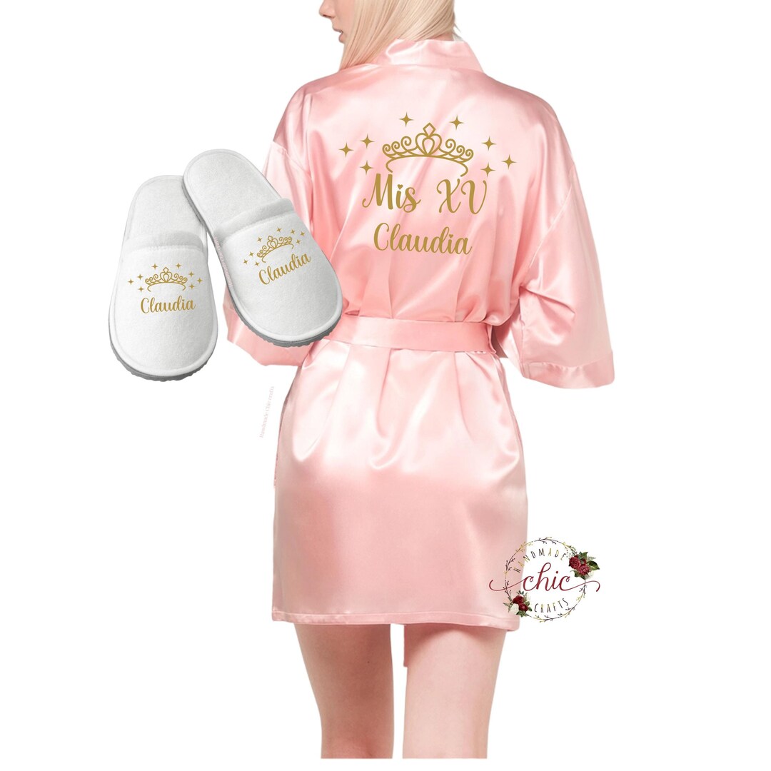 Quinceañera Robe, Mis Quince XV Satin Robe, , Batas De Satin Con ...