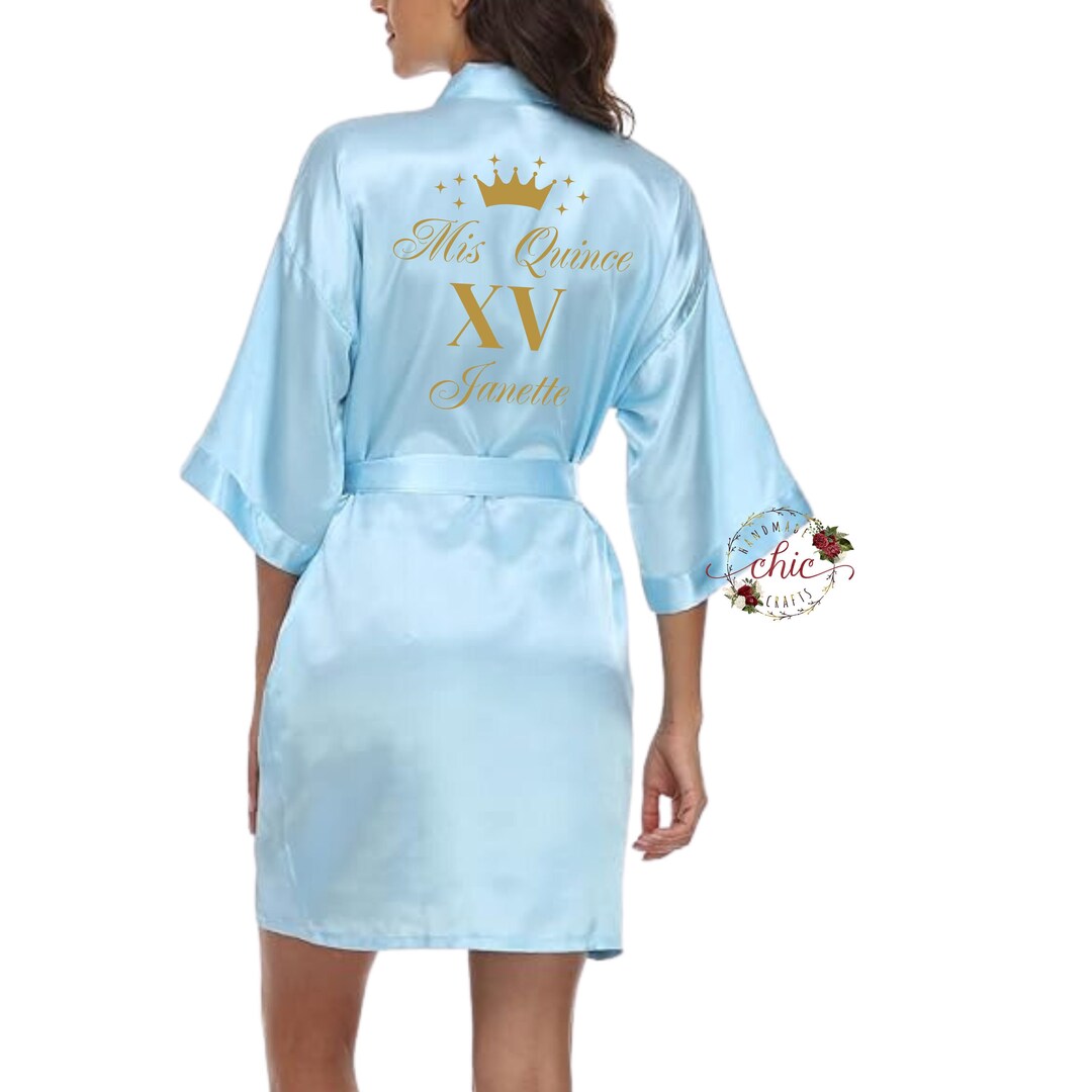 Mis Quince XV Satin Robe, Batas De Satin Con Personalisacion Gratis ...