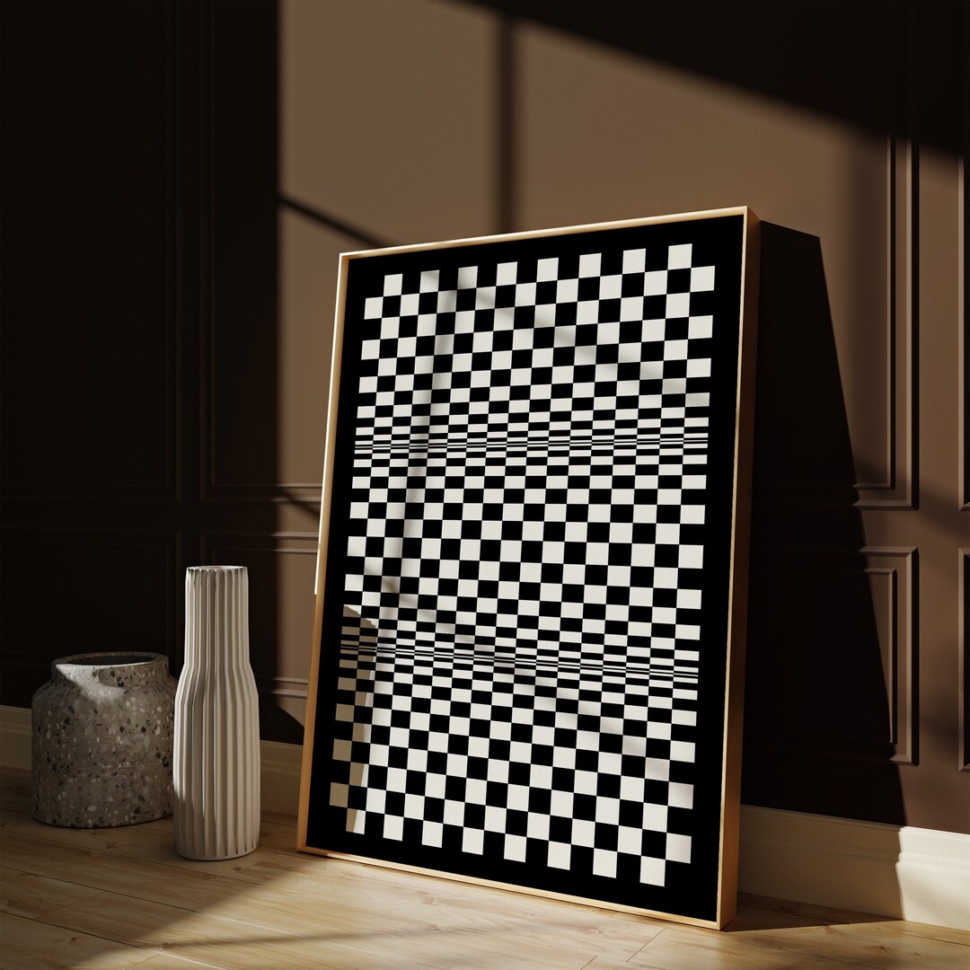 Mid-century Modern Checkered Printable Wall Art - Abstract Op Art Retro ...