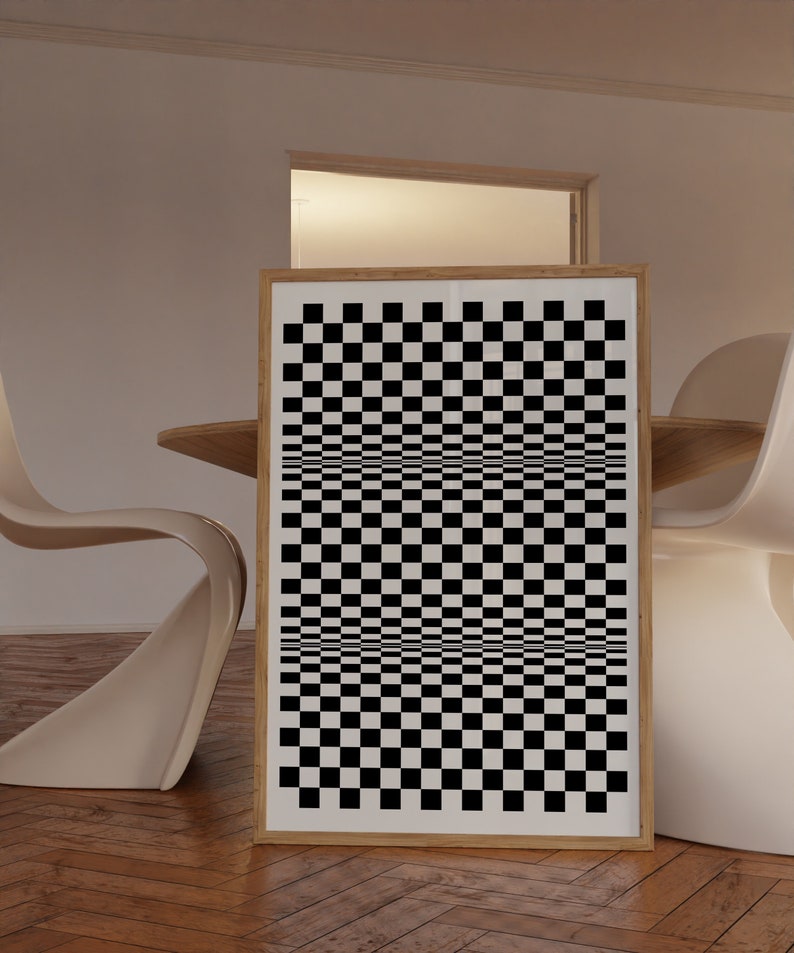 Mid-century Modern Checkered Printable Wall Art - Abstract Op Art Retro ...
