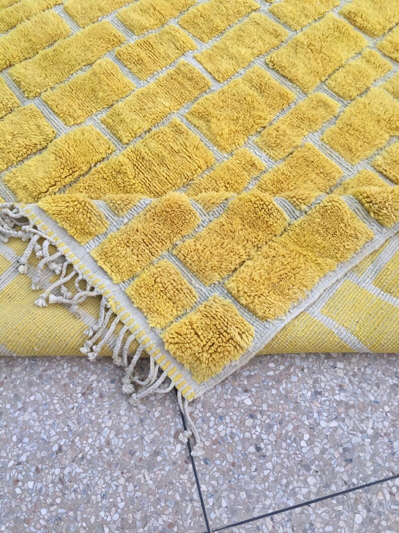 Gorgeous Yellow Moroccan Rug Bright Yellow Blocked Design - Etsy