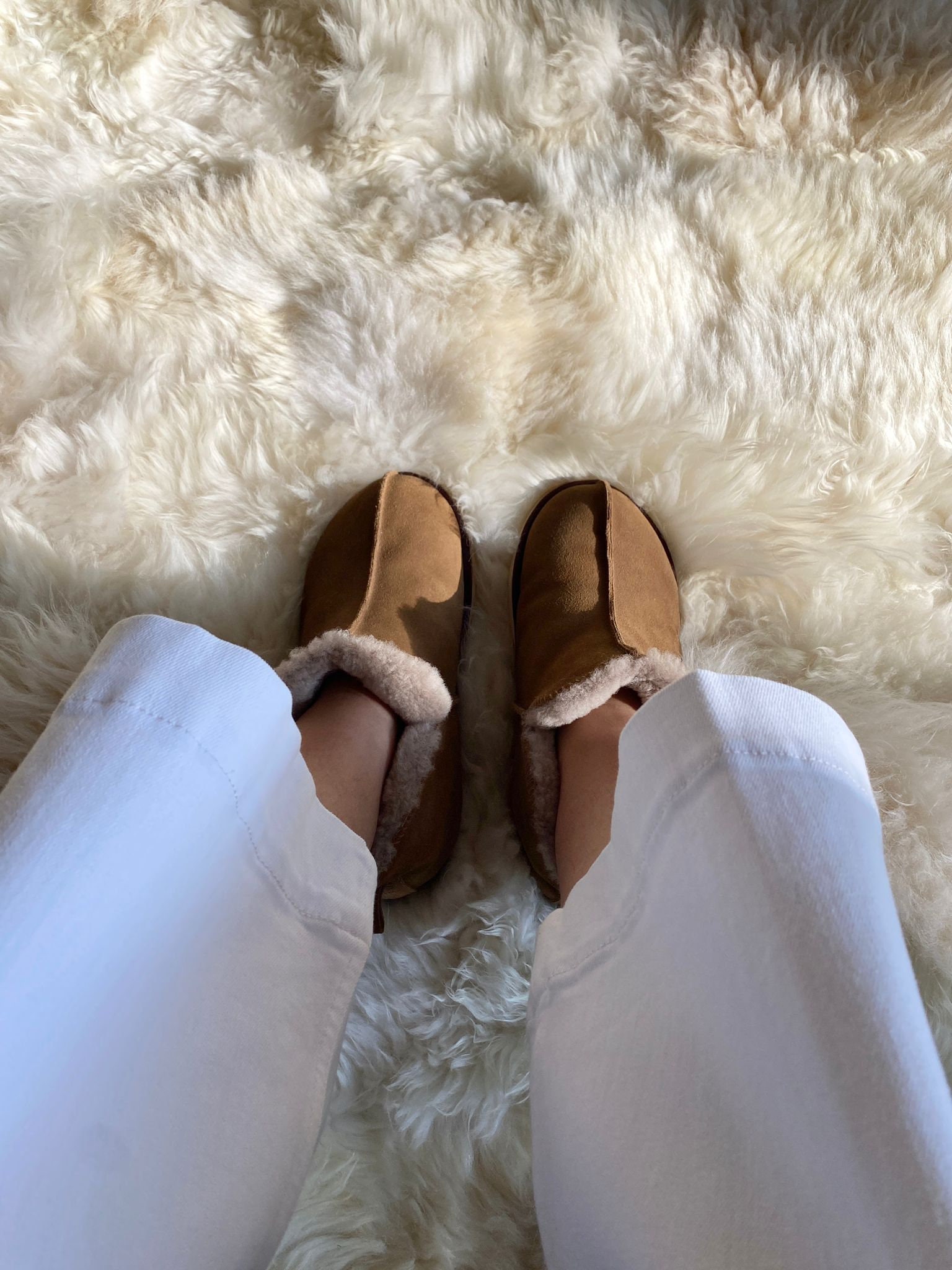 Extra Roomy Women Sheepskin Slippers, Genuine Sheepskin Slippers for ...