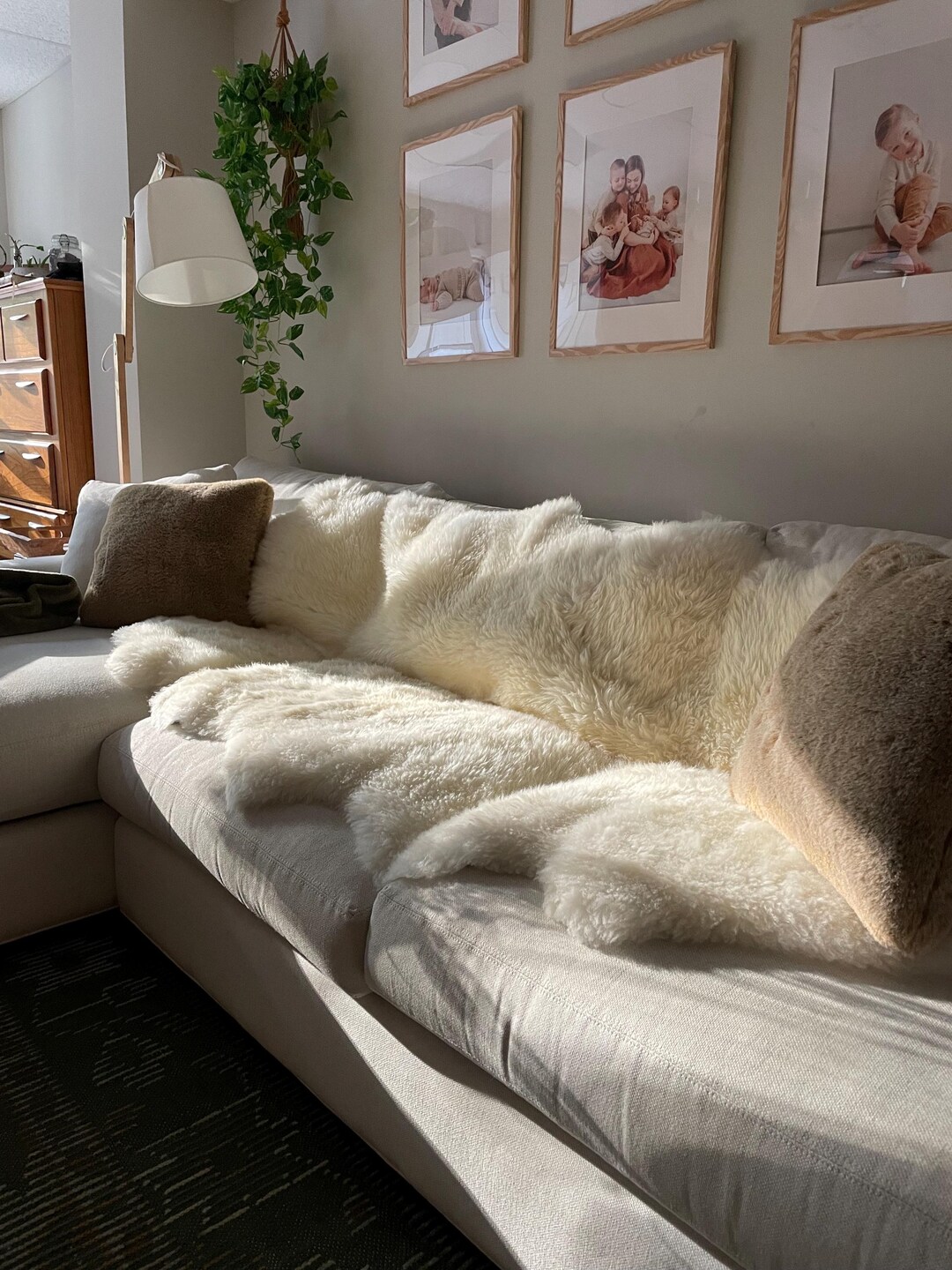 Sofa Throw, Sheepskin Couch Throw, Fur Couch Cover, Hygge Decor, Nordic ...
