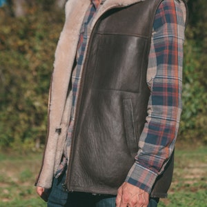 Sheepskin Mens Vest, Shearling Real Fur Vest, Sheepskin Vest for Men ...