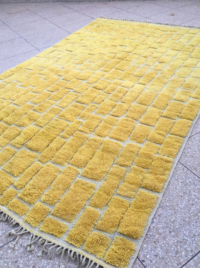 Gorgeous Yellow Moroccan Rug Bright Yellow Blocked Design - Etsy