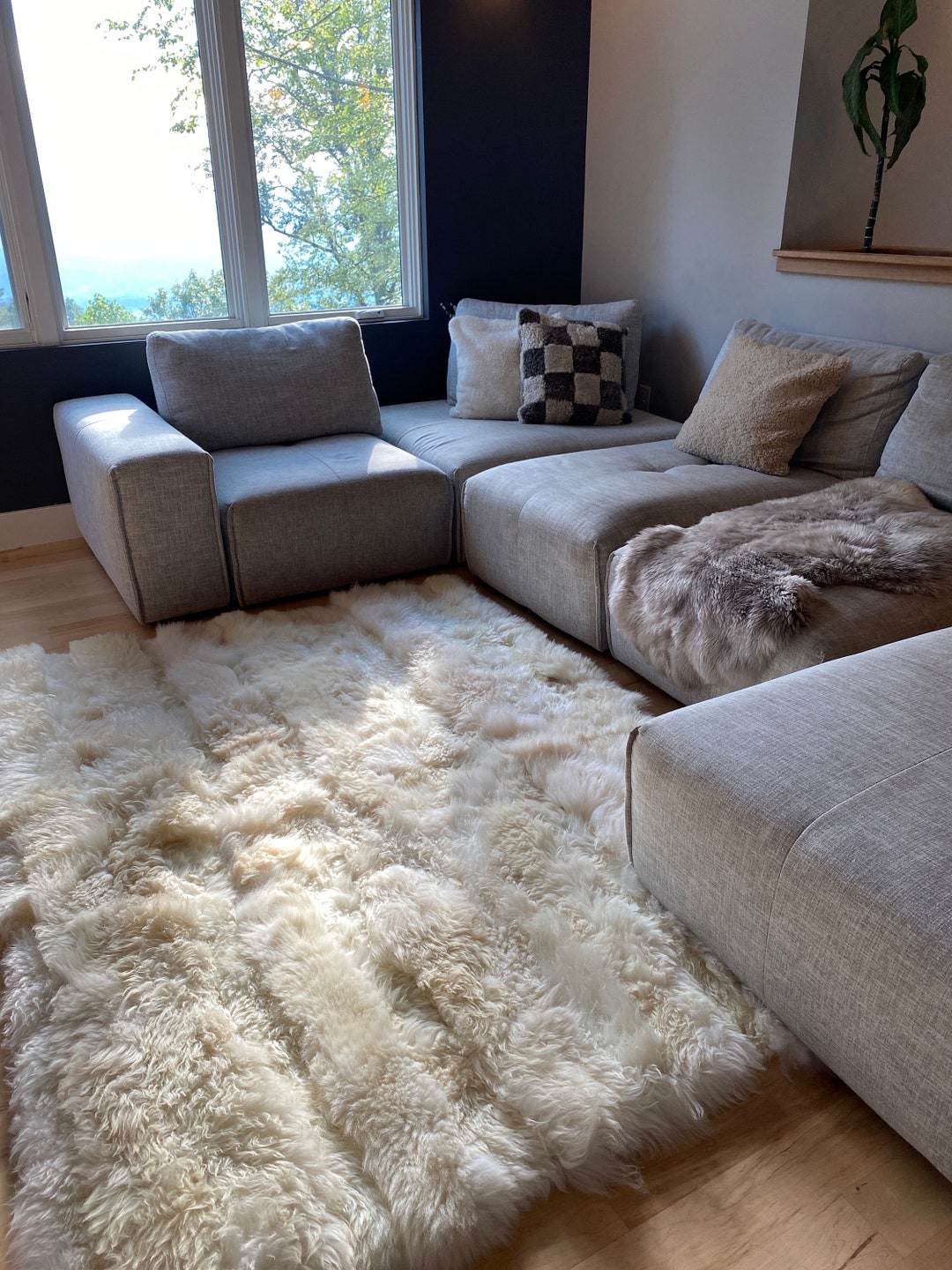 Genuine Sheepskin Area Rug, Quality Sheepskin Livingroom Rug, Natural ...